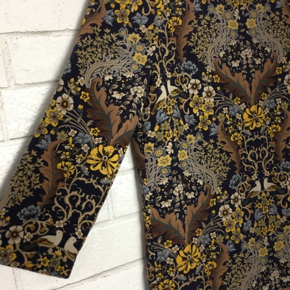 Club Monaco | Dresses | Club Monaco Silk Shirt Dress Blue Flowers Birds ...